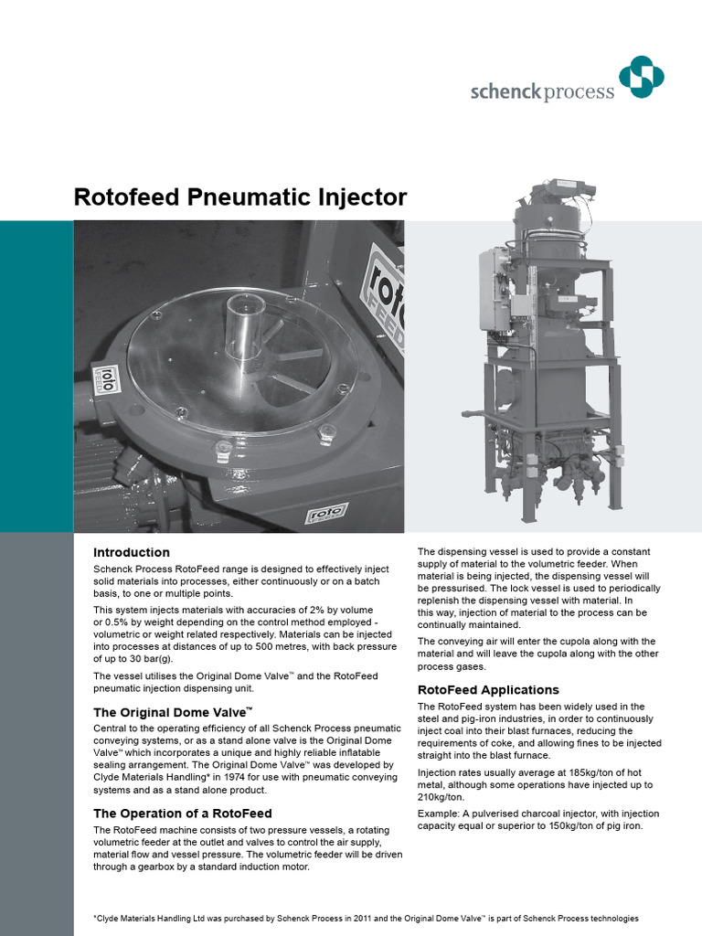 BVD9024gb RotoFeed Ou Roto Feeder Pneumatic Injector Data Sheet Schenck ...