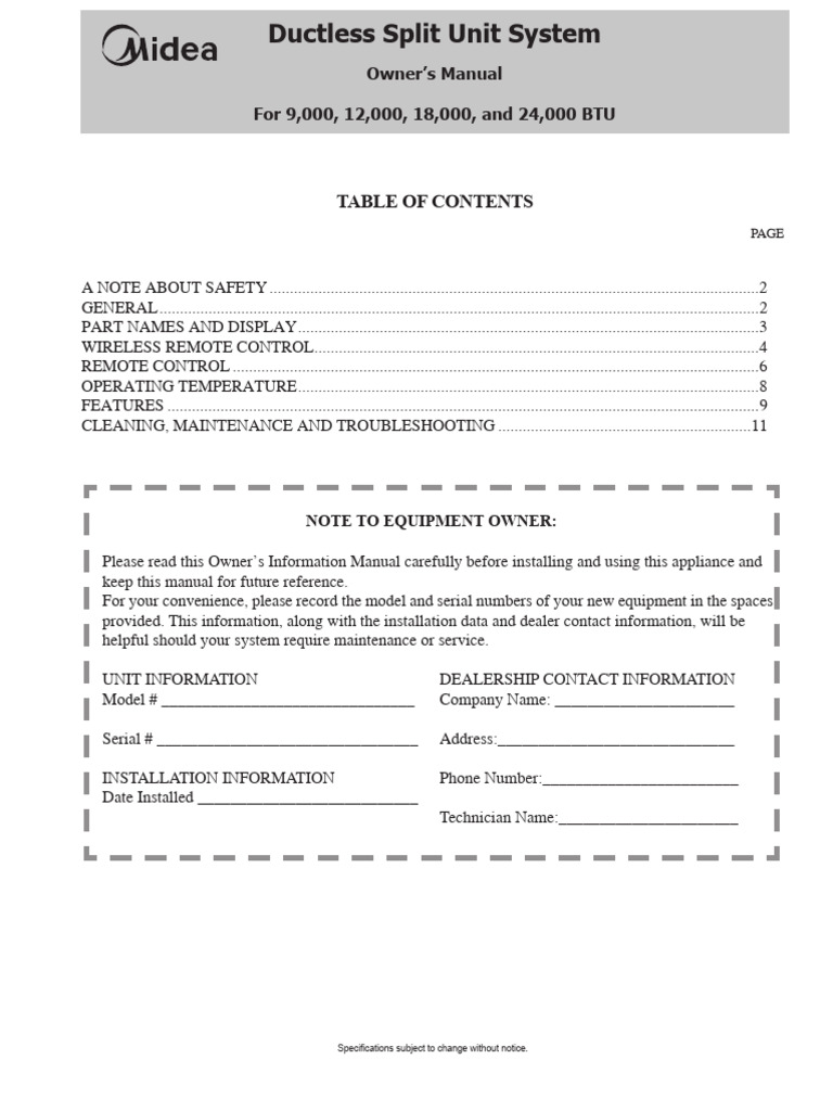 AC Split Owner S Manual | PDF | Air Conditioning | Manufactured Goods