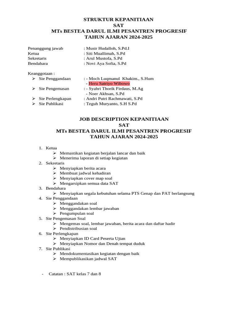 Struktur Kepanitiaan | PDF