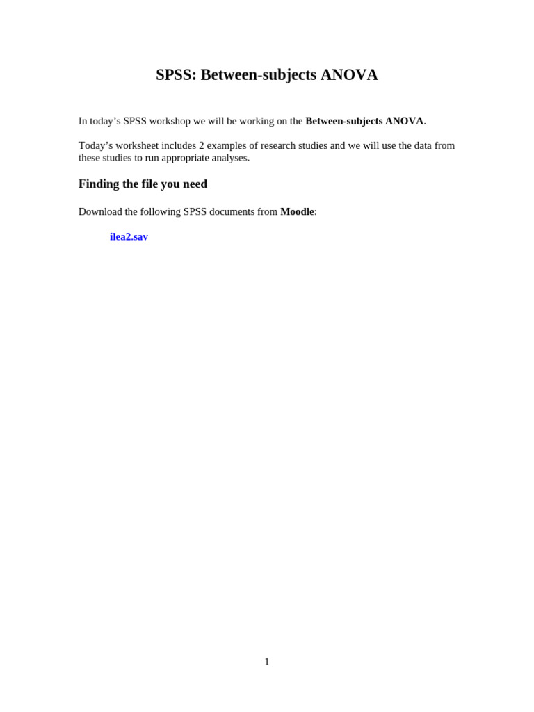 Worksheet Between-Subjects ANOVA | PDF | Skewness | Normal Distribution