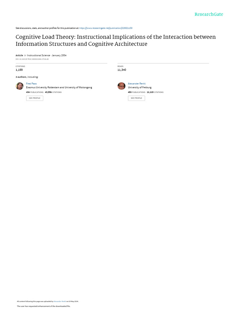 Cognitive Load Theory in Instructional Design | PDF | Cognitive ...