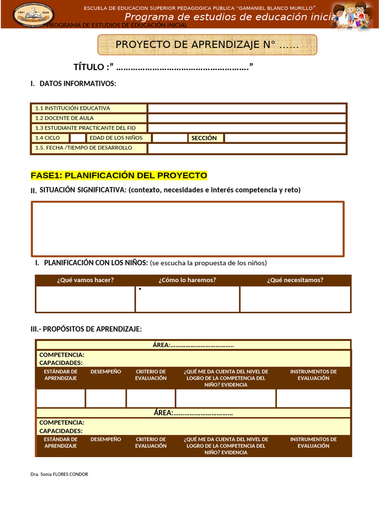 Esquema de Proyecto de Aprendizaje | PDF | Educación de la primera infancia | Aprendizaje