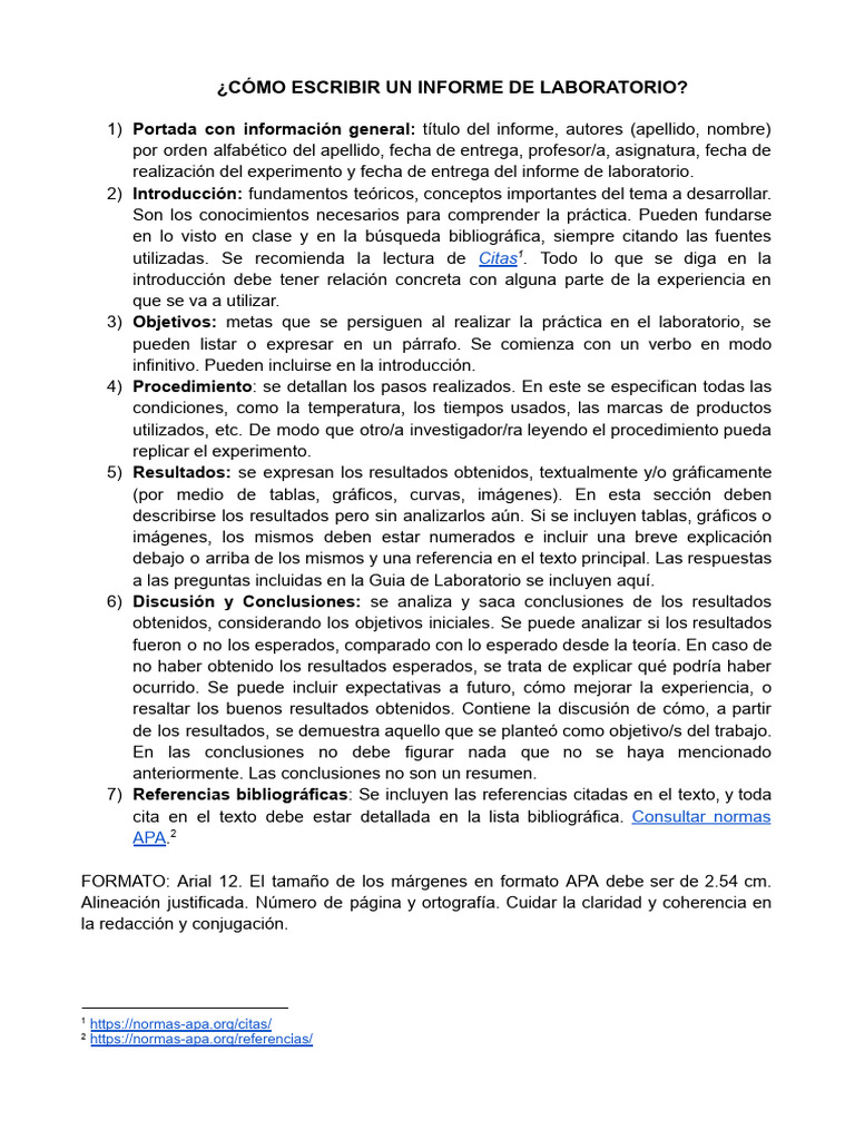 Como Escribir Un Informe de Laboratorio | PDF | Estilo apa | Experimentar