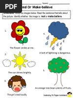 Real or Make-Believe Practice Worksheets No. 1-4 by Jenrap | PDF ...