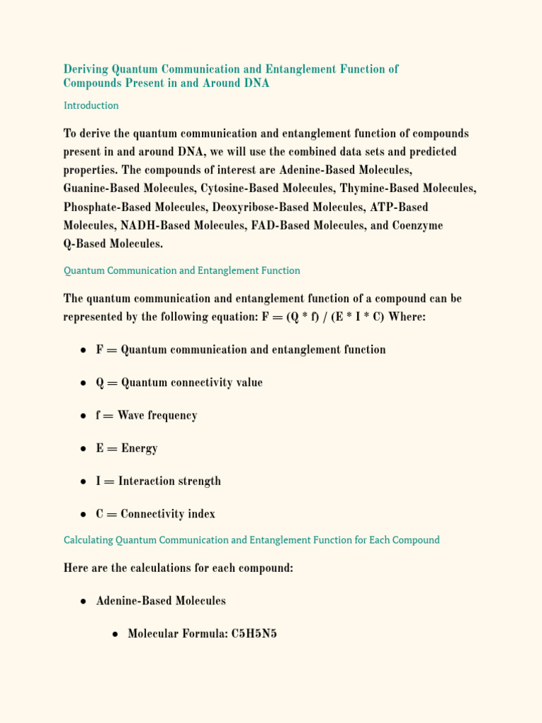 DNA Quantum Connectivity - DNA (Q) & DNA QC Entanglement Function - by ...