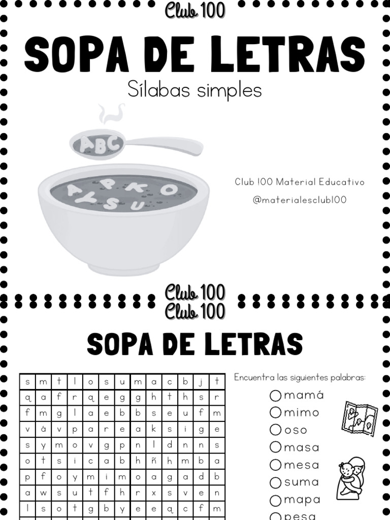 Sopa de Letras Silabas Simples | PDF