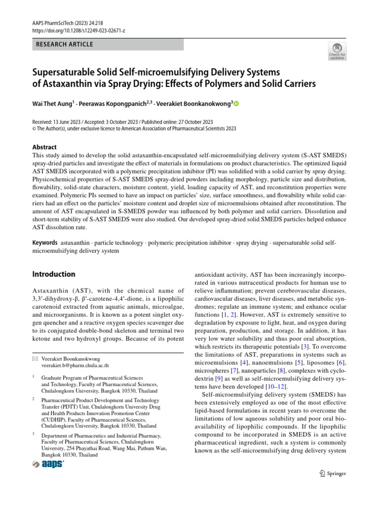 AAPS PharmSciTech_Astaxanthin SSSMEDS Spray Drying ...