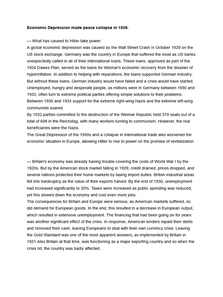 Economic Depression - History | PDF | Weimar Republic | Great Depression