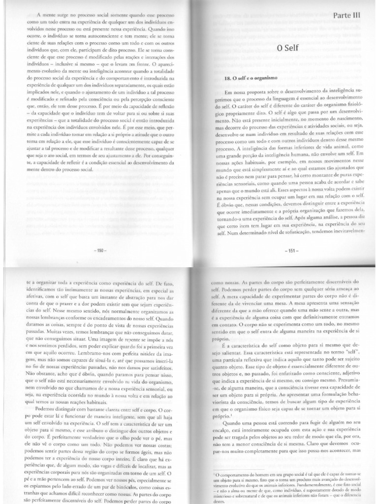 Mead, G. H. (1934) Mente, Self e Sociedade (Parte III) | PDF