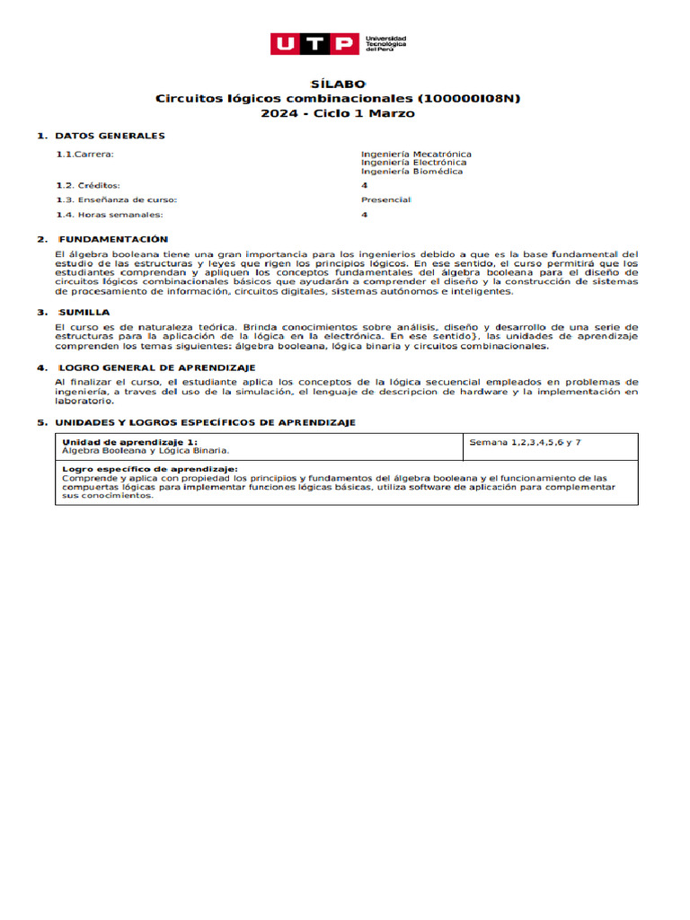 Silabo UTP | PDF