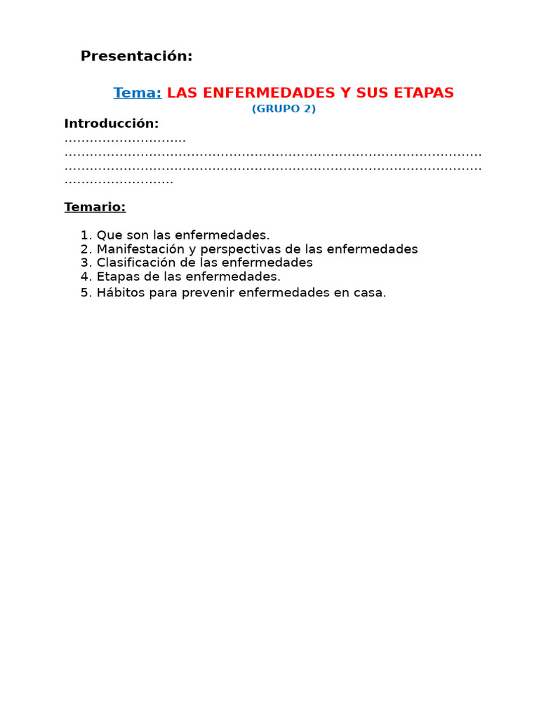 Etapas de las Enfermedades | PDF | Infección | Sistema inmune
