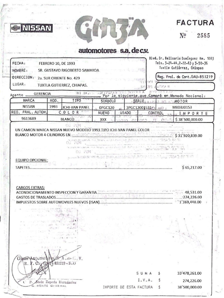 Factura Nissan | PDF