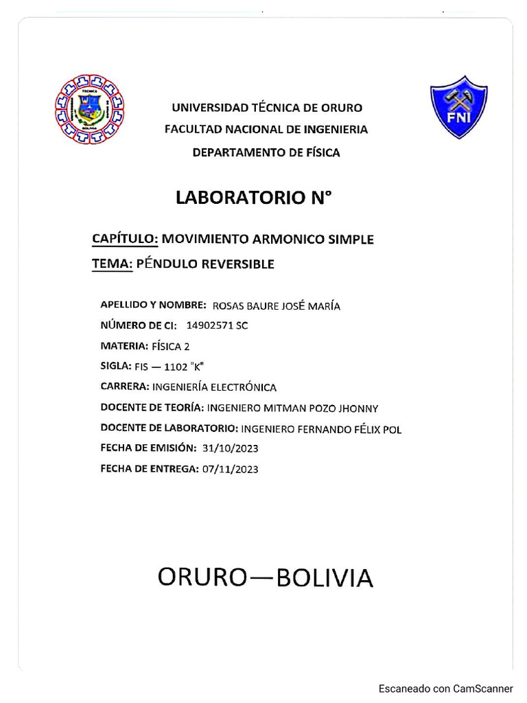 Lab 3 Pendulo Simple Fis 2. | PDF