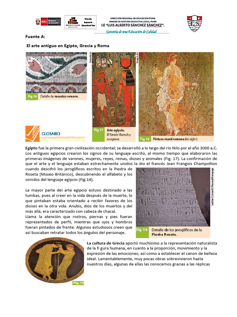 El Arte Antiguo en Egipto, Grecia y Roma | PDF | Antiguo Egipto | Mosaico