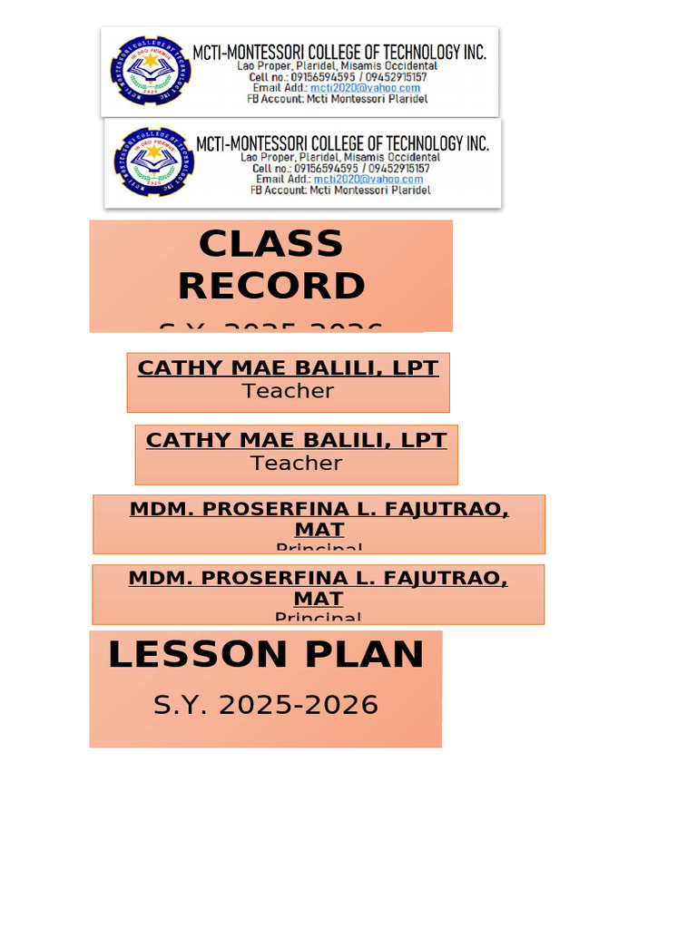Folder Design 2025 Class Record | PDF