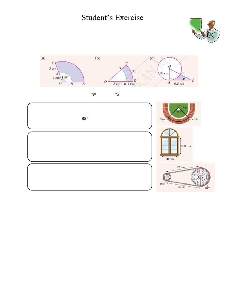 5 - SW - Exercise of Angle, Arc Length and Sector Area | PDF | Circle ...