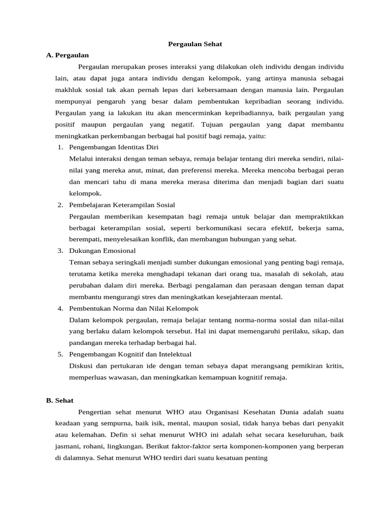 Pergaulan Sehat untuk Remaja Produktif | PDF