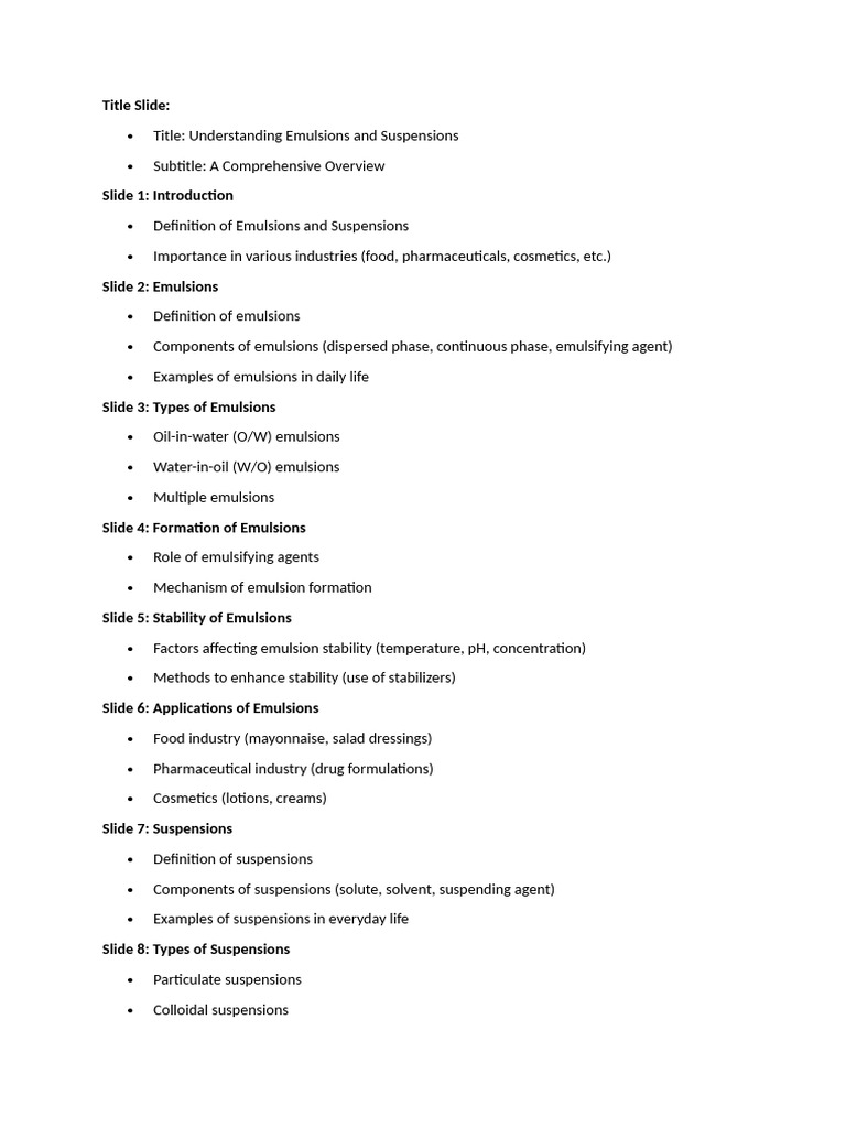 Emulsion PPT Script | PDF