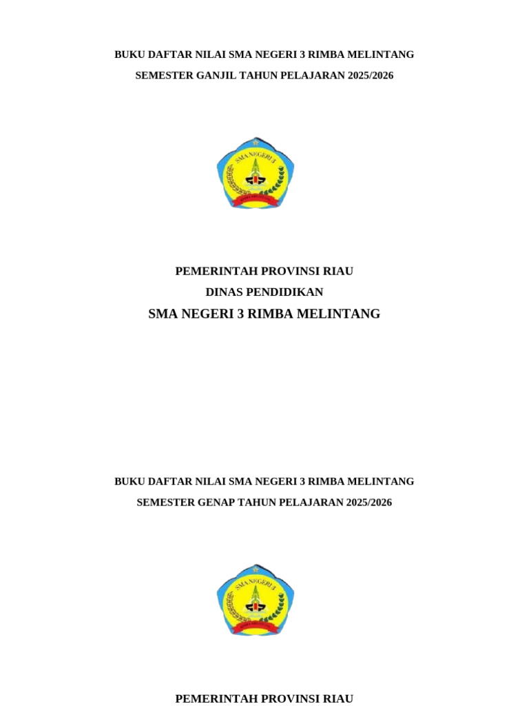 Cover Buku Daftar Nilai SMA 3 Rimba | PDF