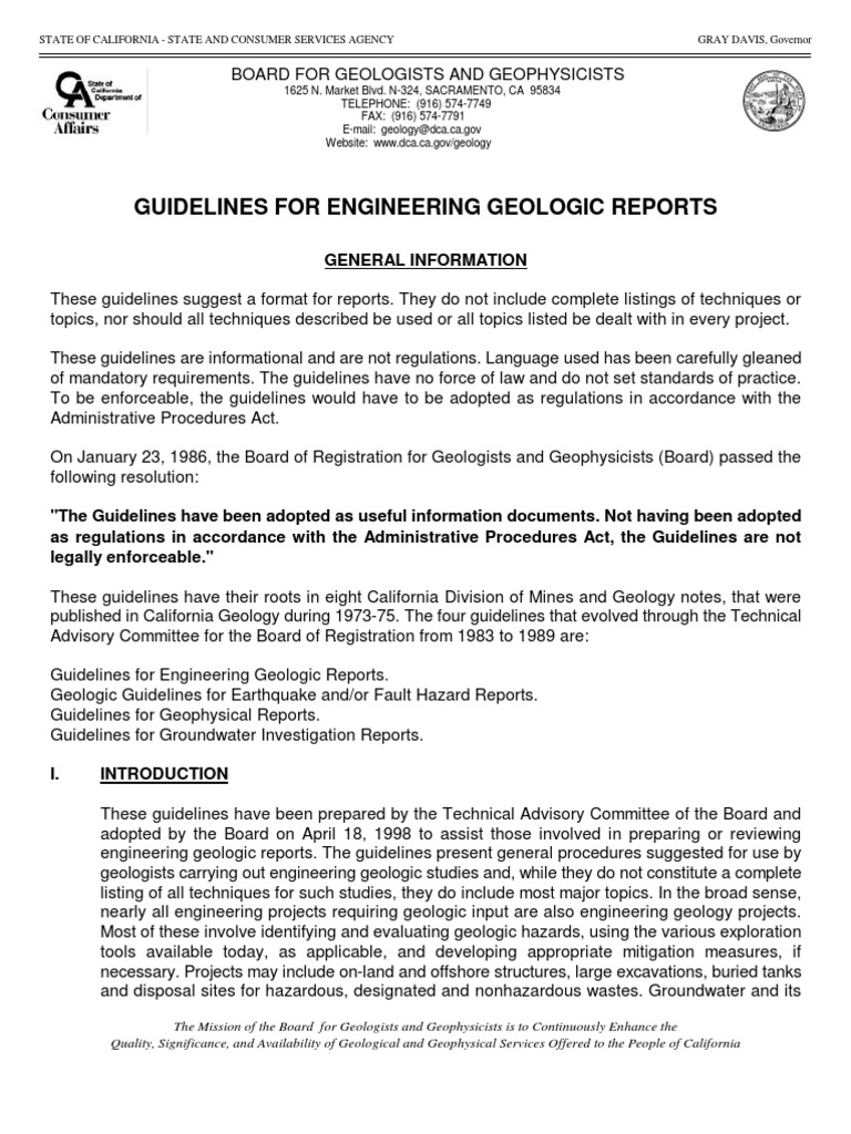 Guidlines For Engineering Geology Report Engineering | PDF | Geology ...