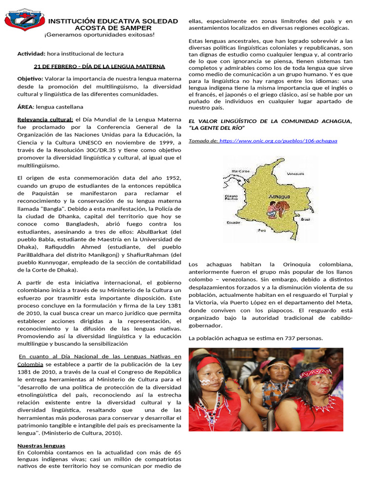 Pileo-Dia Lengua Materna (Febrero) | PDF | Cómics