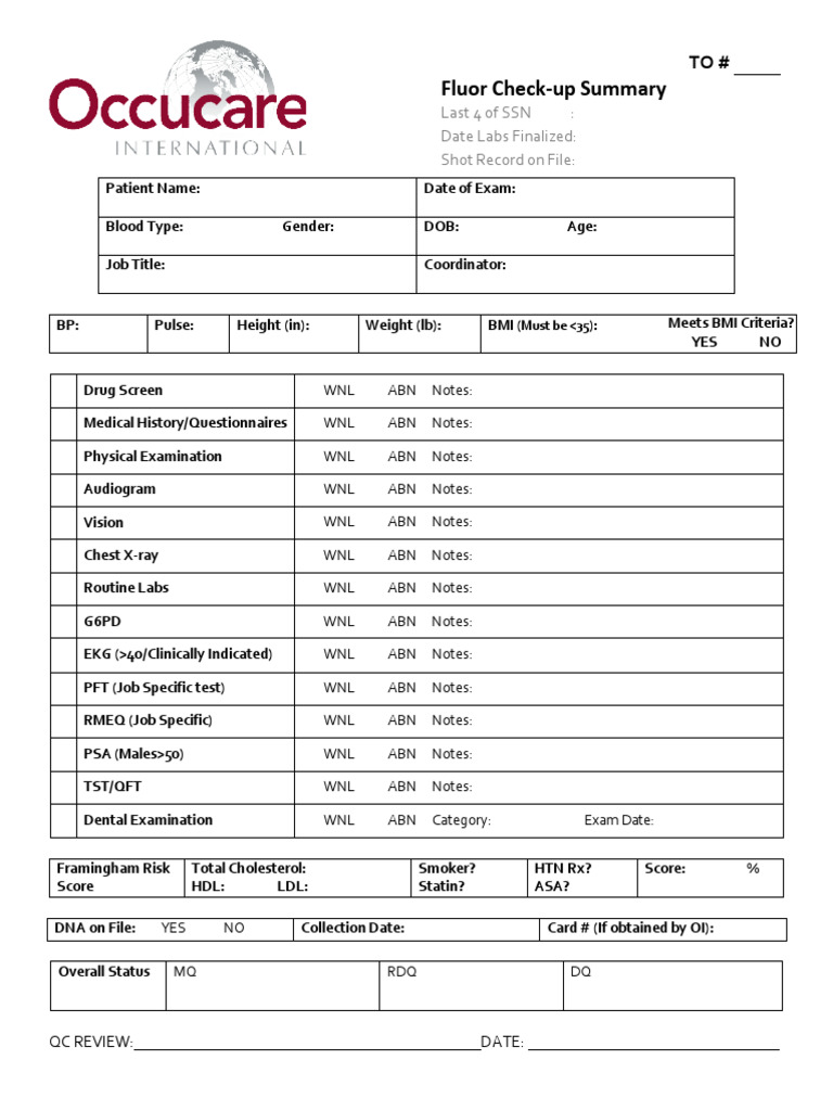 Fluor Check-Up Summary - Without Notes | PDF