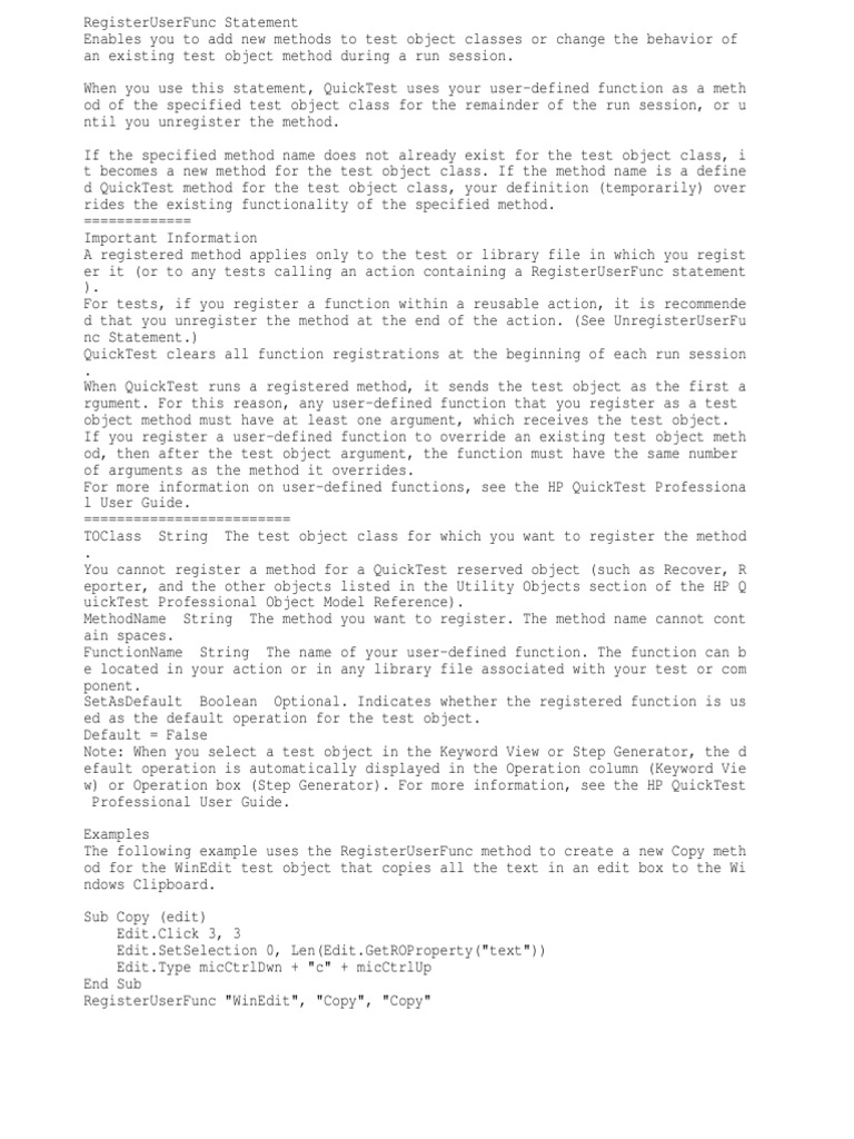 Qtp Important Interview Questions Pdf Document Object Model Subroutine