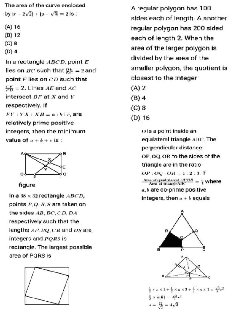 Area and Geometry Problem Solutions | PDF | Area | Triangle