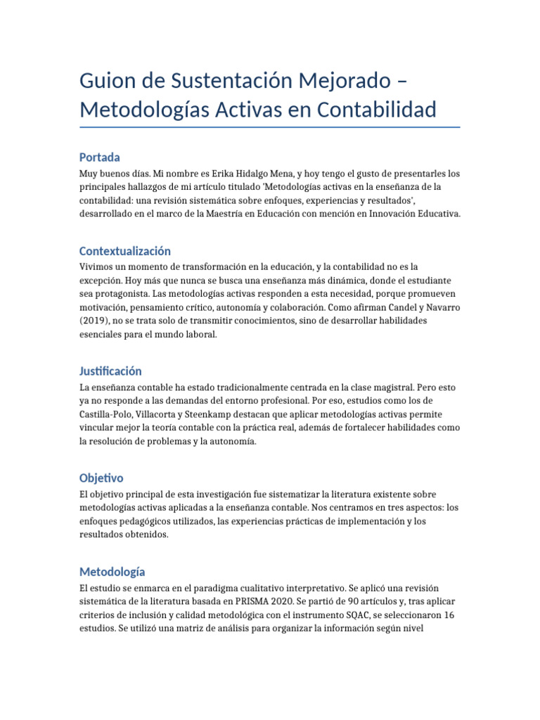 Guion_Completo_Sustentacion_Mejorado | PDF | Enseñando | Aprendizaje