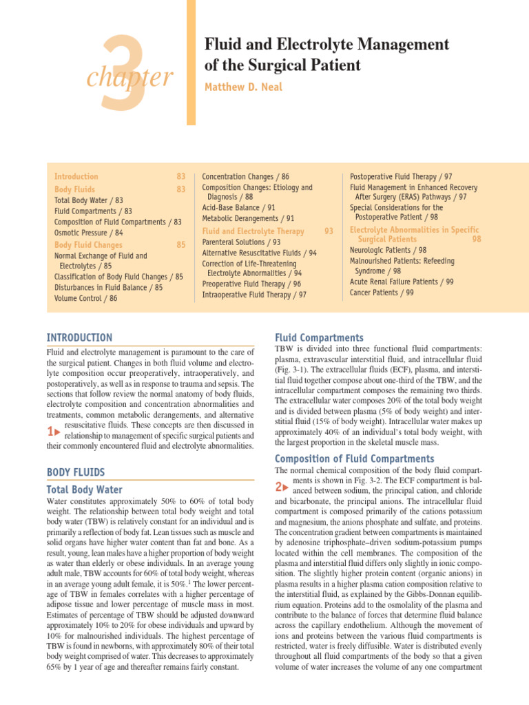 Fluid and Electrolyte Management in Surgery | PDF | Potassium | Chemistry