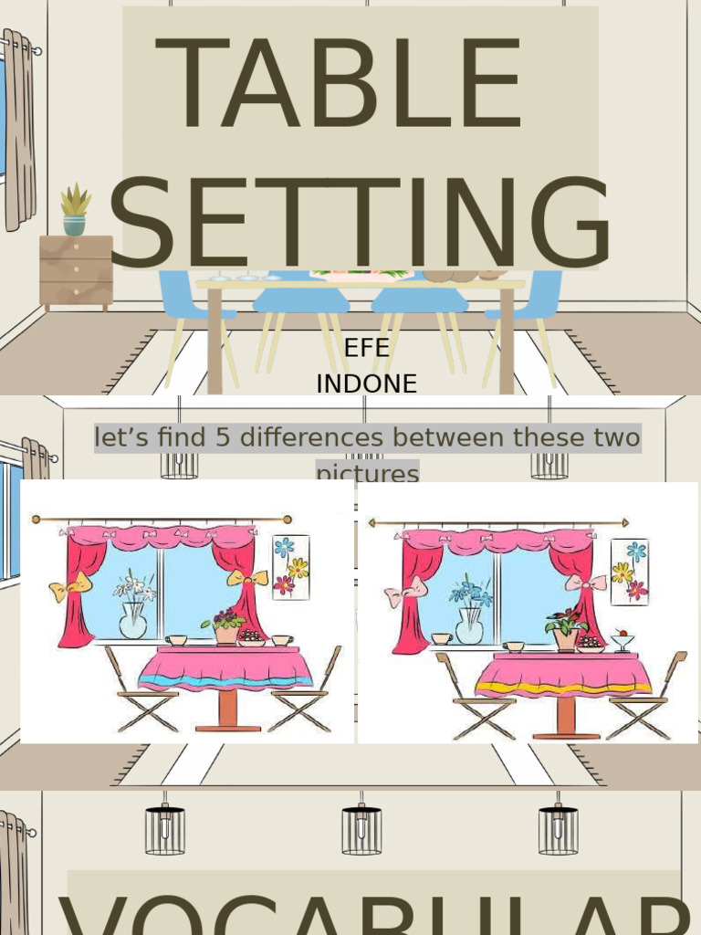 Table Setting Vocabulary Exercises | PDF