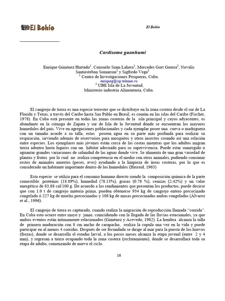 Kito - Producción Del Cangrejo de Tierra | PDF | Cuba