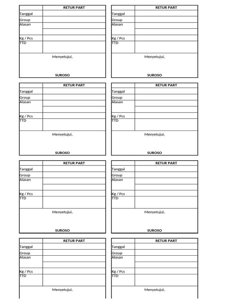 Form Retur Harian | PDF