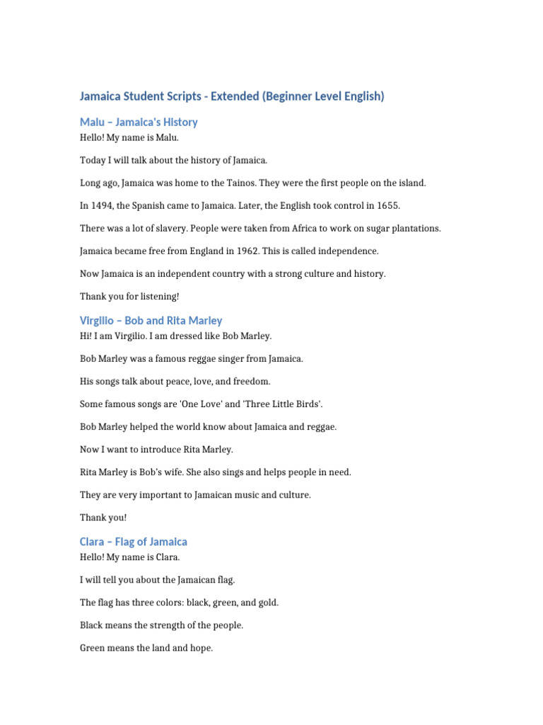 Jamaica Extended Student Scripts en | PDF | Reggae | Foods