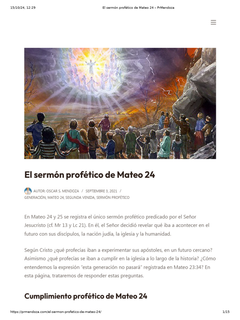 Profecías de Mateo 24 Explicadas | PDF | Evangelio de Mateo | Profecía