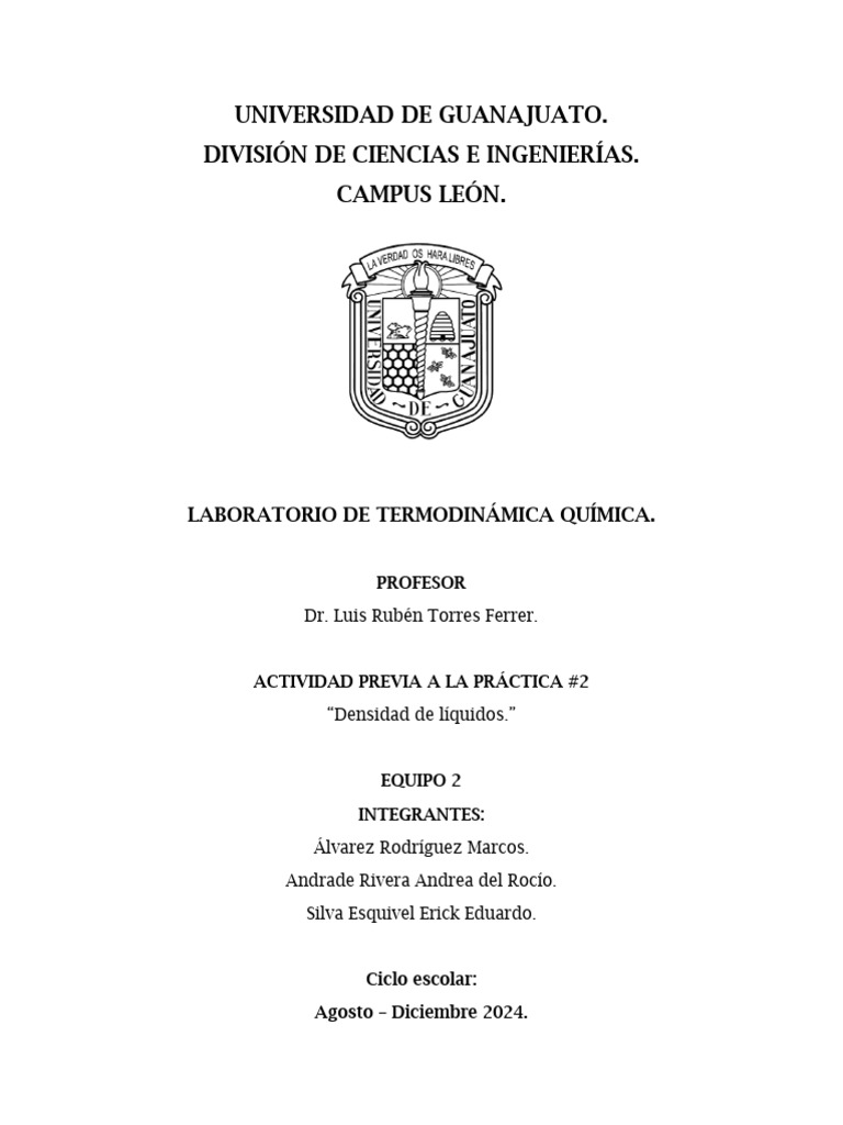 Actividad Previa, Practica 2 (Equipo 2, Alvarez - Andrade - Silva) | PDF | Concentración | Agua