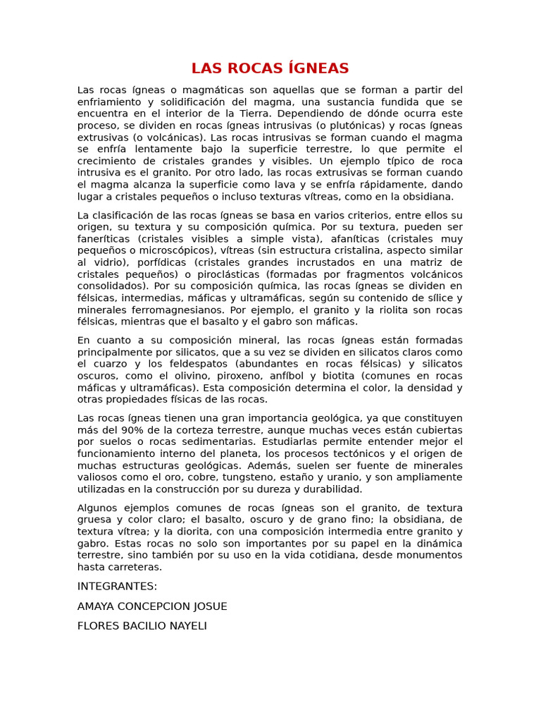 Las Rocas Ígneas | PDF | Roca ígnea | Roca (geología)