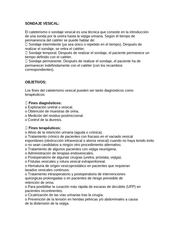 Guía Completa sobre Sondaje Vesical | PDF