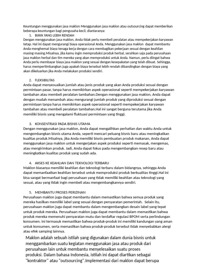 Keuntungan Menggunakan Jasa Maklon | PDF