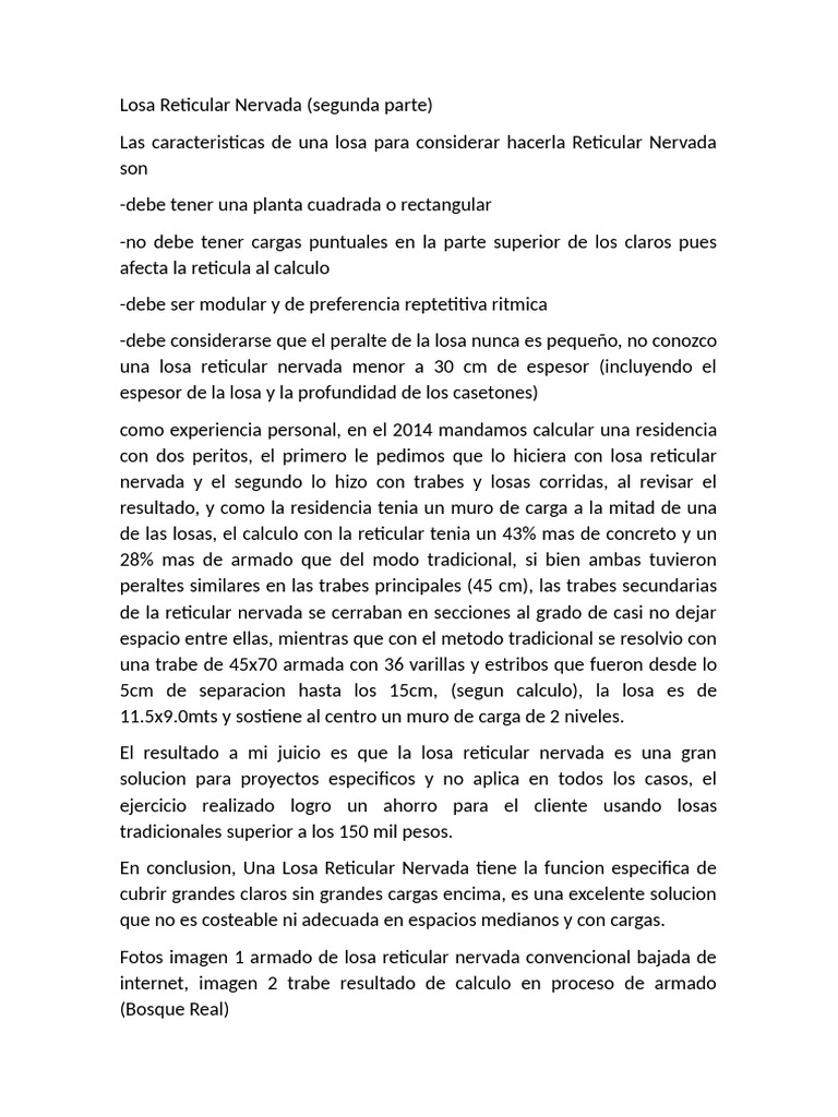 Losa Reticular Nervada | PDF | Hormigón | Materiales de construcción