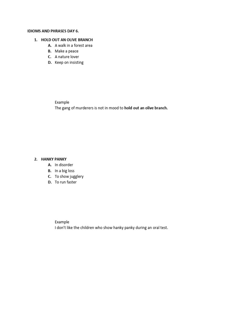 Idioms and Phrases Day 6 | PDF