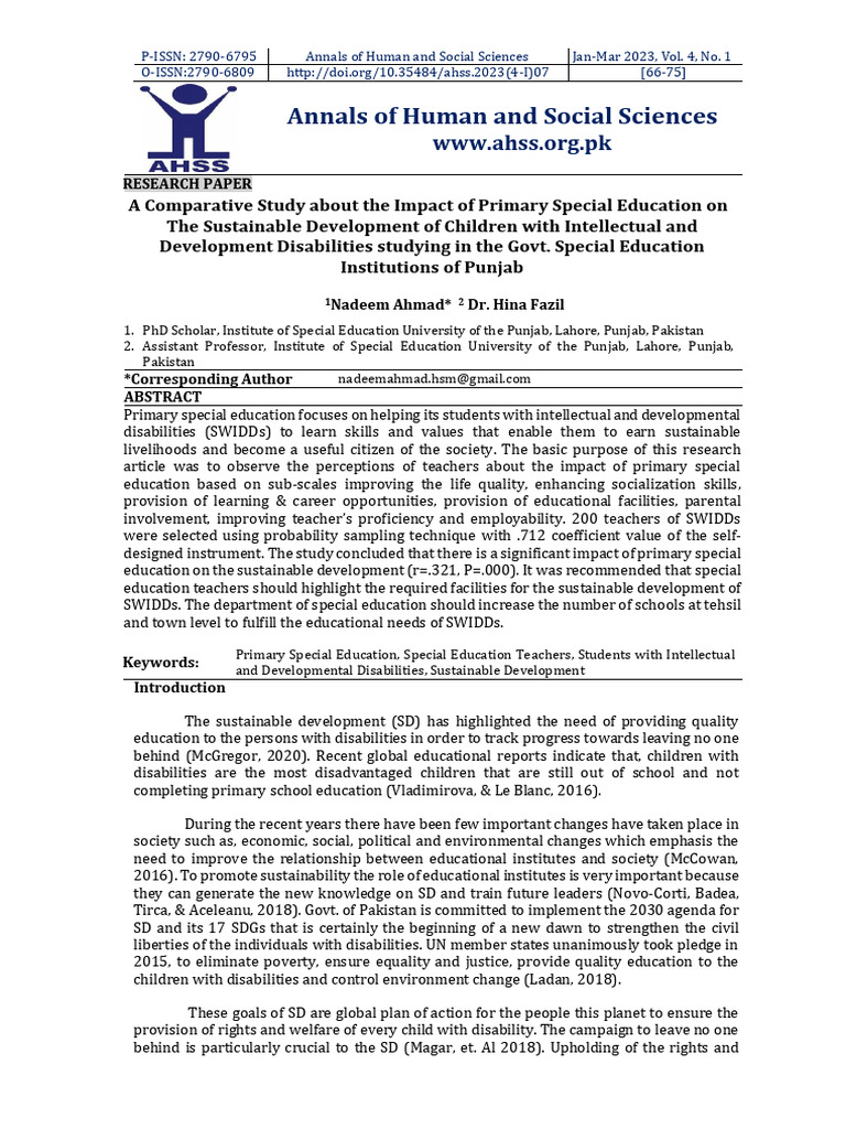 Annals of Human and Social Sciences: Research Paper | PDF | Special ...