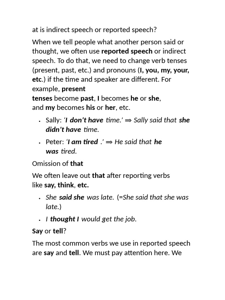 Reported Speech Level 3-1 | PDF | Question | Verb