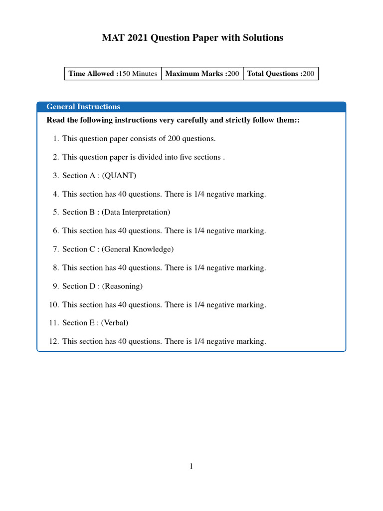 MAT 2021 Question PAPER | PDF | Area | Dividend