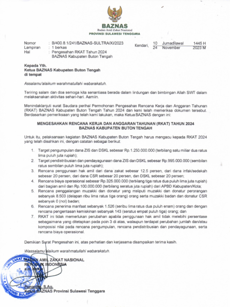 B-241 RKAT Baznas Buton Tengah | PDF