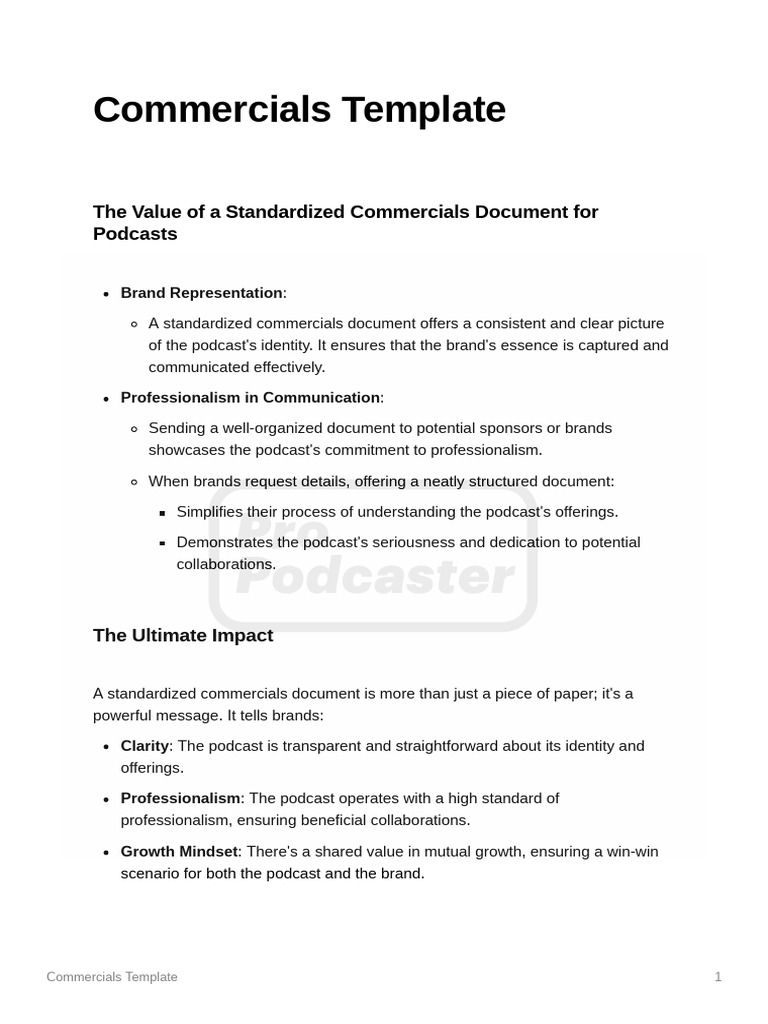 Commercials Template | PDF