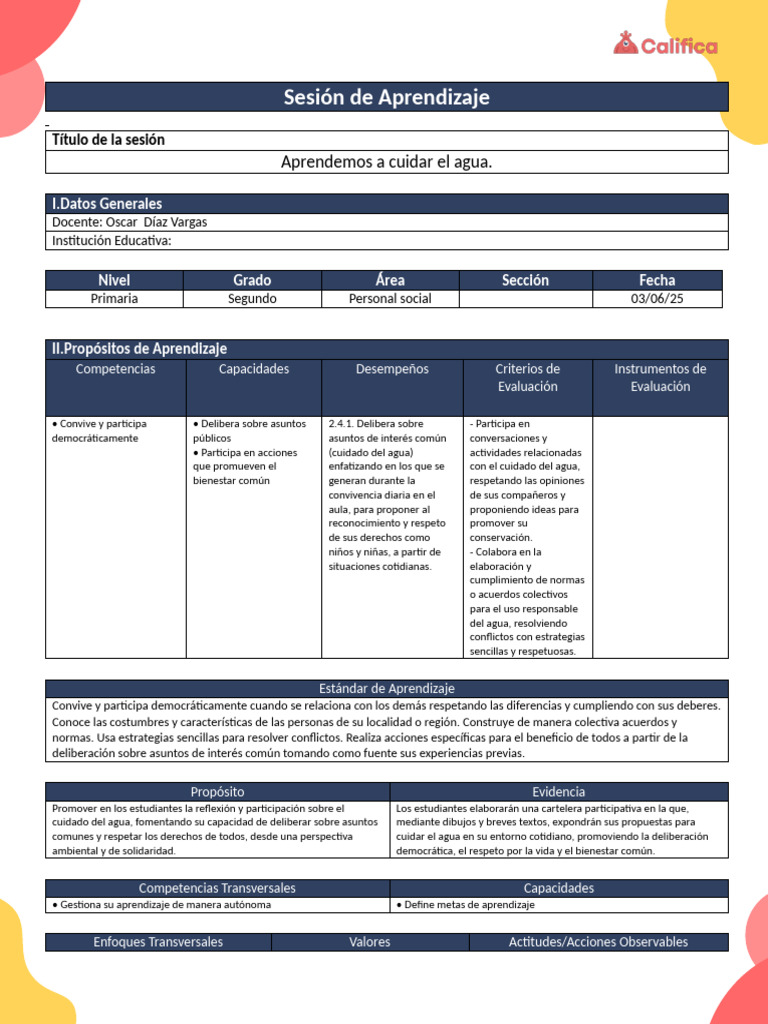Aprendemos A Cuidar | PDF | Aprendizaje | Agua