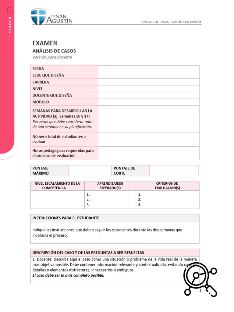 Formato Examen Ac 2025 Docente | PDF | Evaluación | Cognición