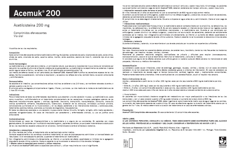 Ar Acemuk 200 Inserto 2023 WEB | PDF | Bronquitis | Medicina CLINICA
