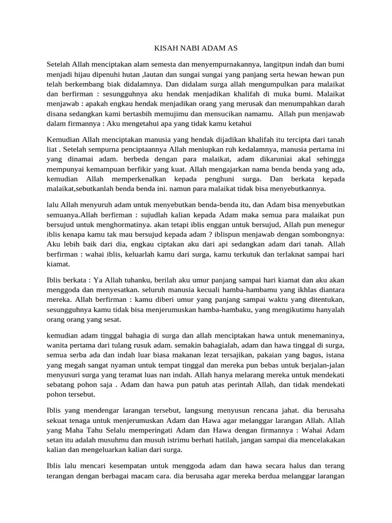 Kisah Nabi Adam dan Hawa | PDF